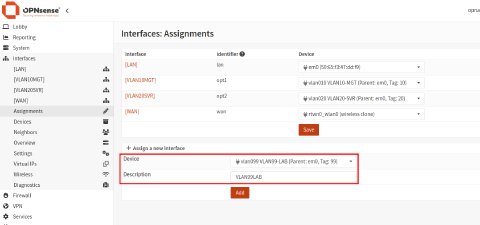 OPNsense VLAN Configuration